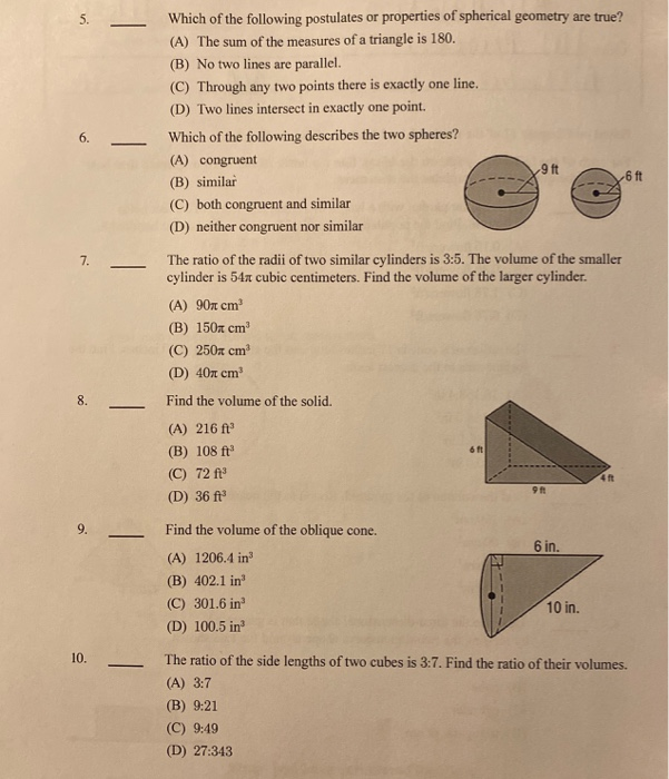 Solved 6. Which of the following postulates or properties of | Chegg.com