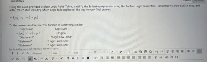 Solved Using the exam provided Boolean Logic Rules Table, | Chegg.com
