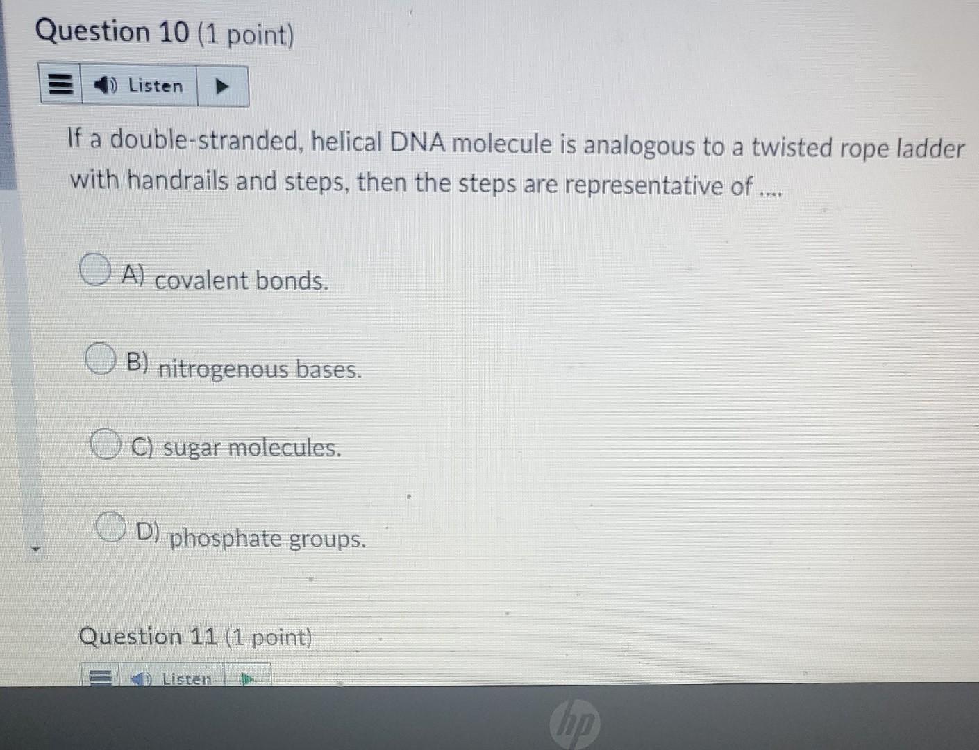 Solved If a double-stranded, helical DNA molecule is | Chegg.com