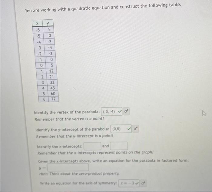 Solved You are working with a quadratic equation and | Chegg.com