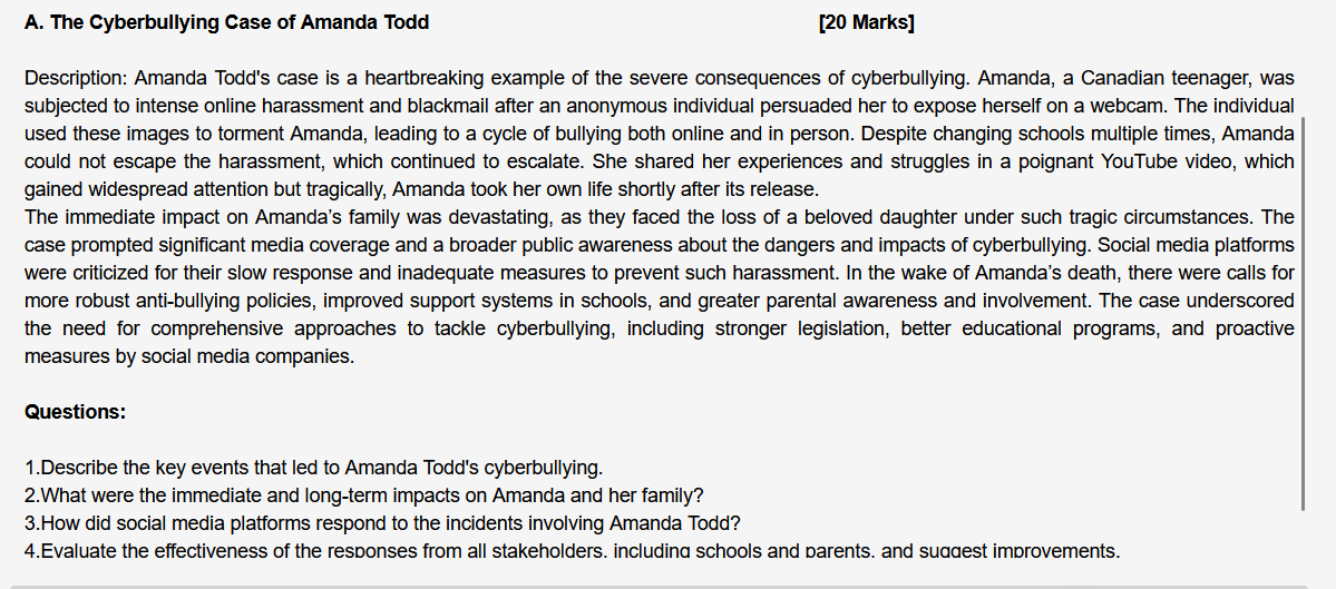 Solved A. ﻿The Cyberbullying Case of Amanda ToddDescription: | Chegg.com