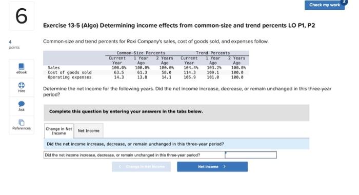 Solved Exercise 13-5 (Algo) Determining income effects from | Chegg.com