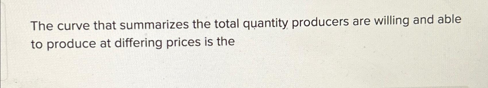 Solved The curve that summarizes the total quantity | Chegg.com