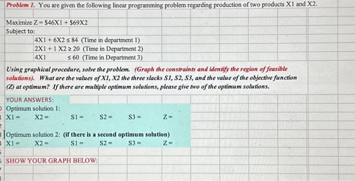 Solved Problem 1. You are given the following linear | Chegg.com