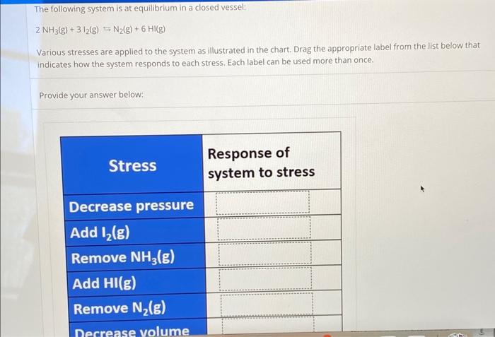 Solved The following system is at equilibrium in a closed | Chegg.com