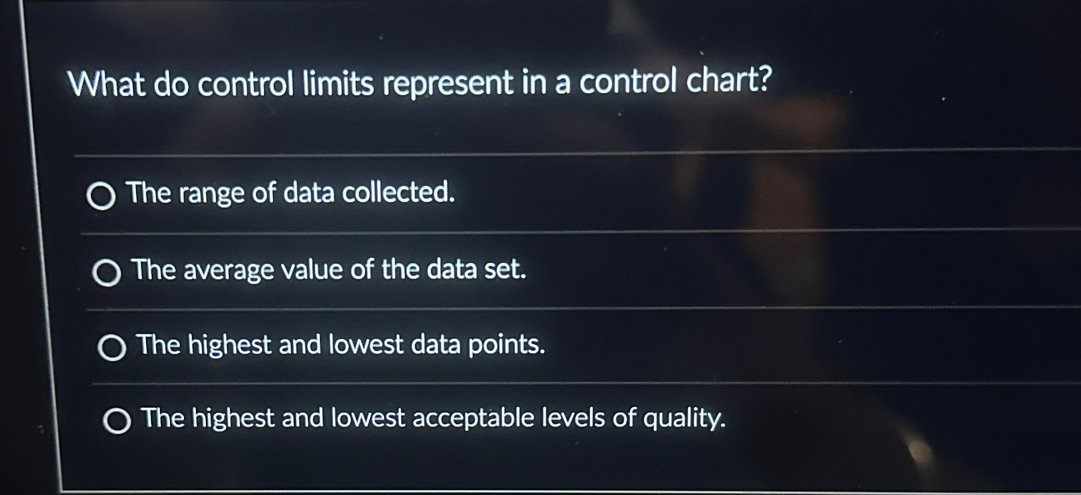 Solved What do control limits represent in a control | Chegg.com