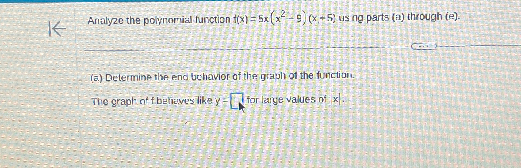 Solved Analyze the polynomial function f(x)=5x(x2-9)(x+5) | Chegg.com