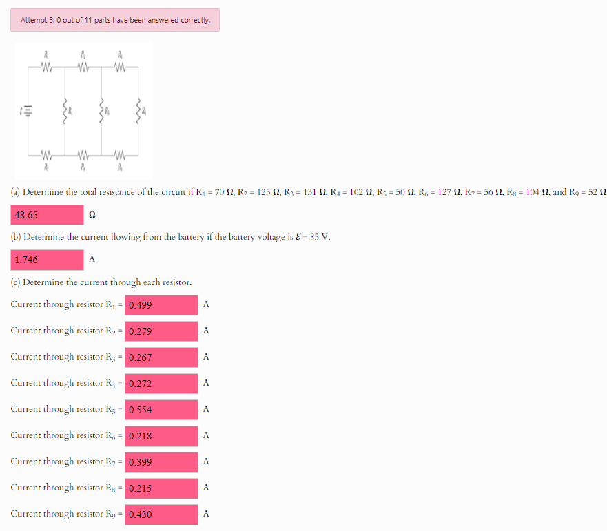 Solved Attempt 3: 0 ﻿out of 11 ﻿parts have been answered | Chegg.com