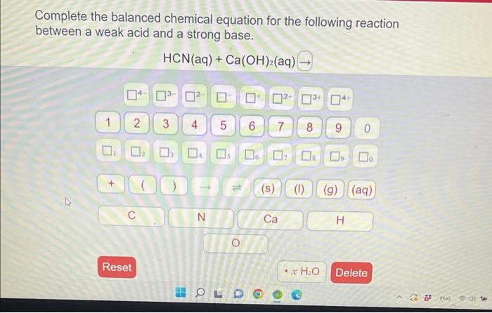 Solved Complete the balanced chemical equation for the | Chegg.com