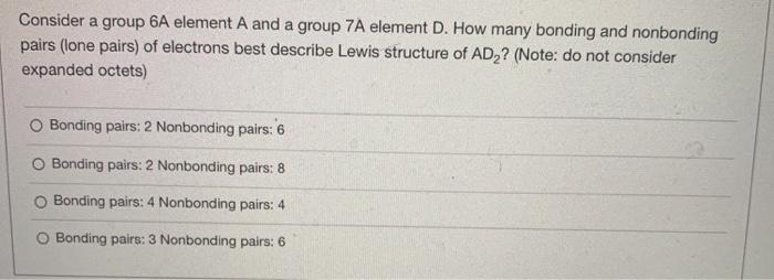 Solved Consider a group 6A element A and a group 7A element | Chegg.com