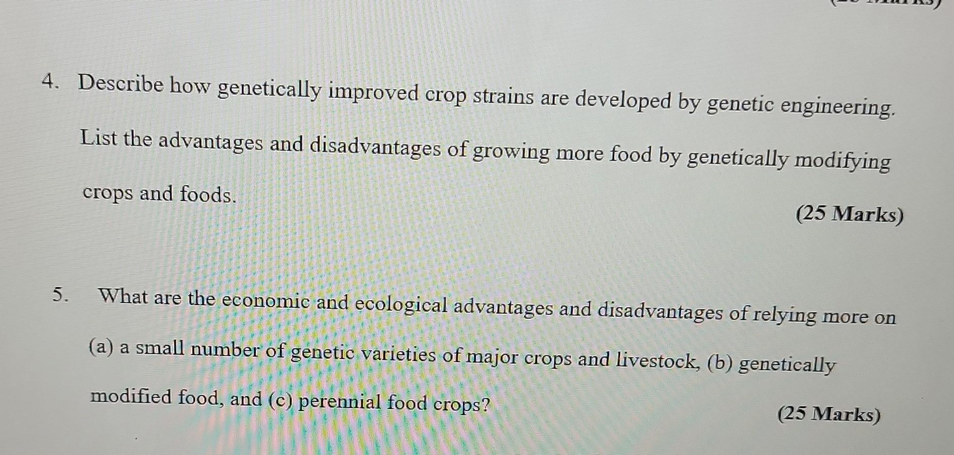 Solved 4. Describe how genetically improved crop strains are | Chegg.com
