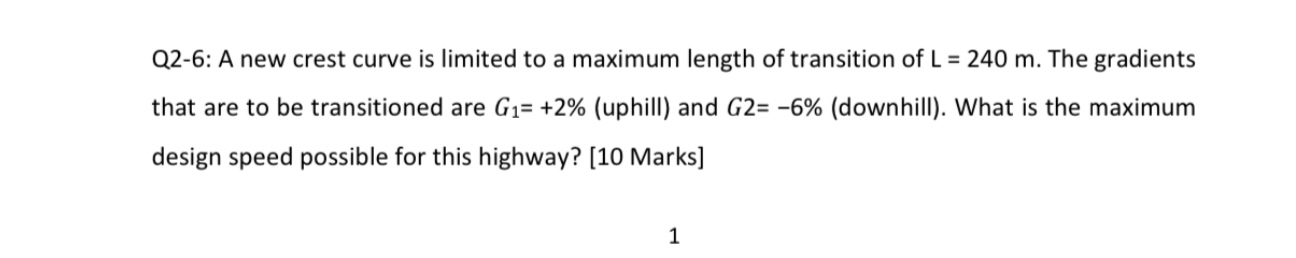 Solved Q2-6: A new crest curve is limited to a maximum | Chegg.com