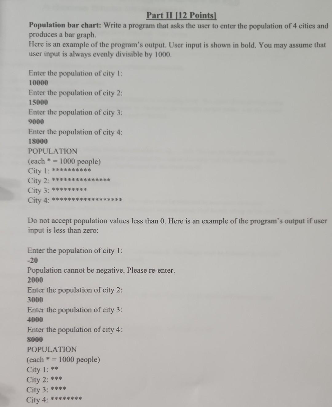 Solved Part II [12 Points] Population bar chart: Write a | Chegg.com