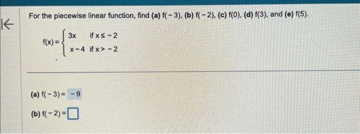 Solved For the piecewise linear function, find | Chegg.com