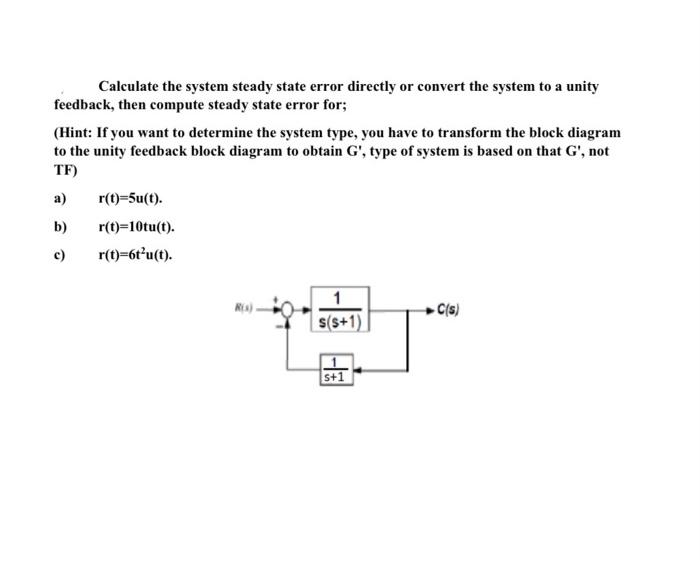 Solved Calculate the system steady state error directly or | Chegg.com