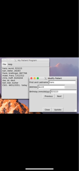 GUI Development. Implement a patient management | Chegg.com