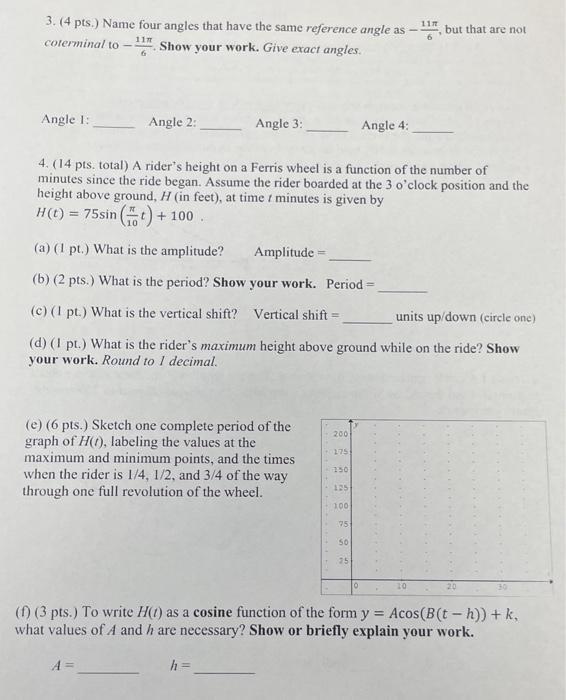 Solved 3. (4 pts.) Name four angles that have the same | Chegg.com