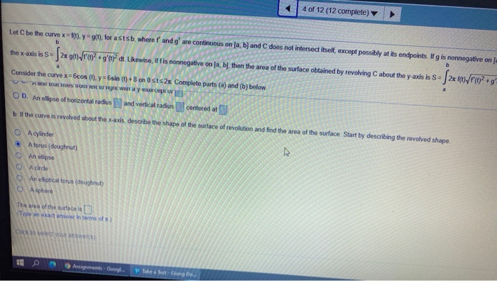 Solved Let C be the curve x=f(t), y=g(t), for astsb, where | Chegg.com