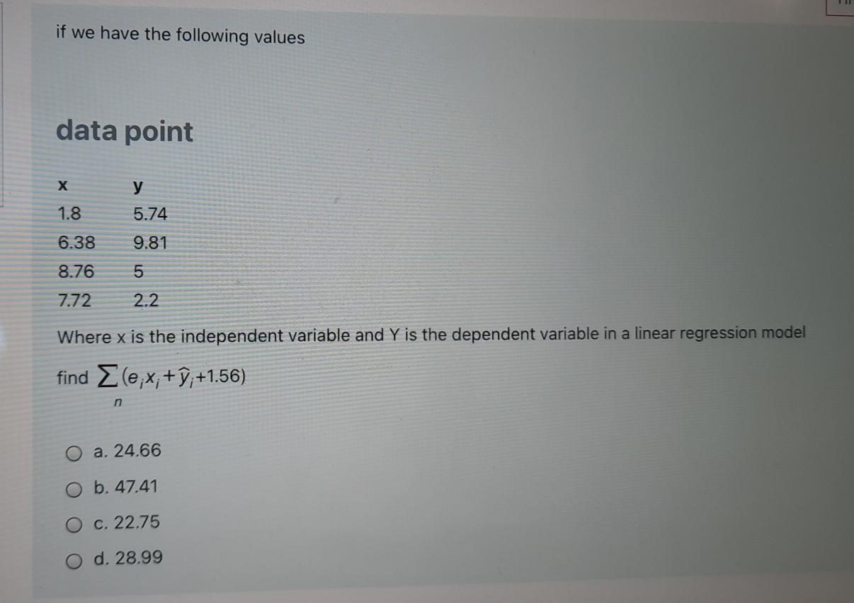 Solved if we have the following values data point X y 1.8 | Chegg.com