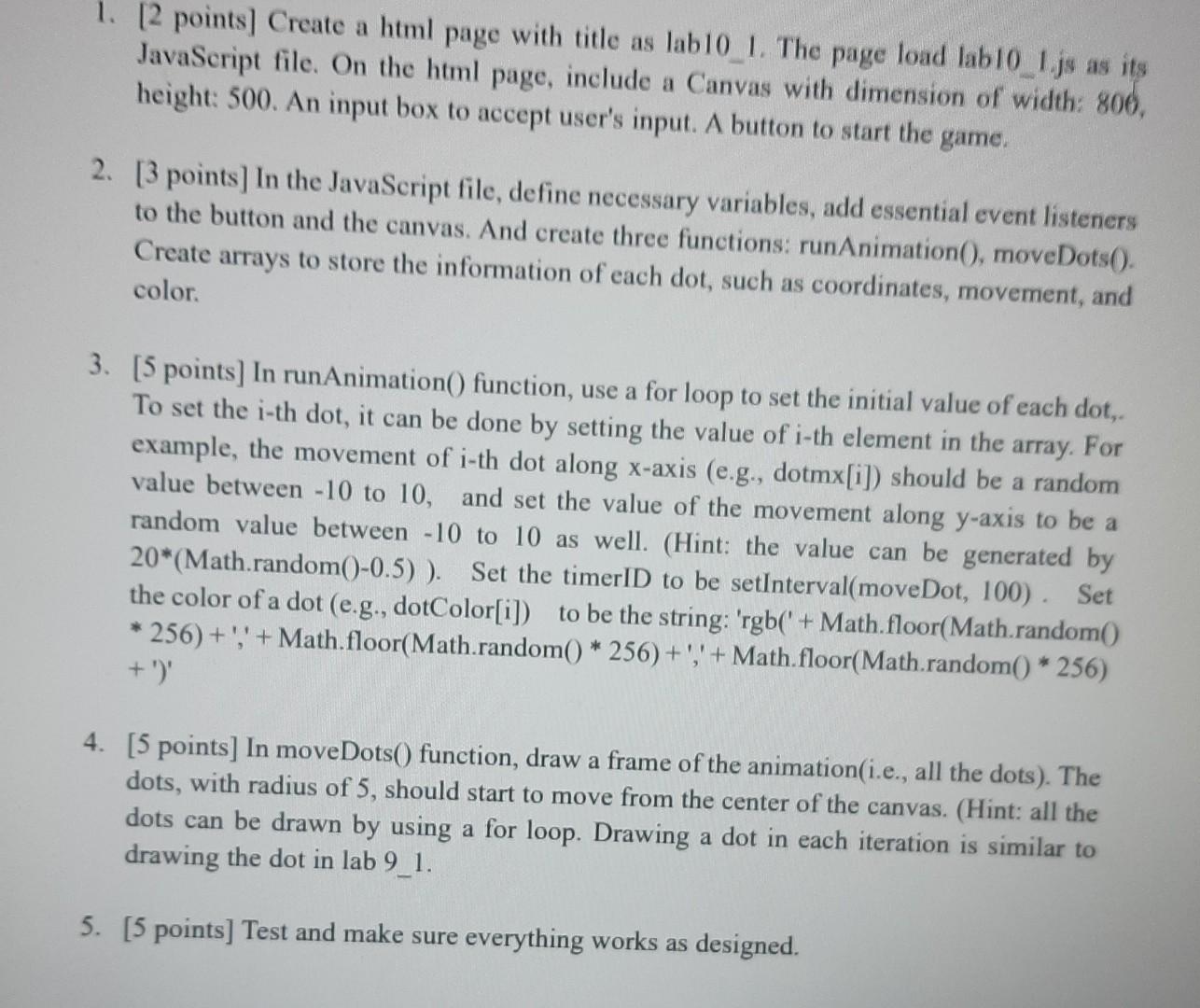 Solved 1. [2 points) Create a html page with title as lab10 | Chegg.com