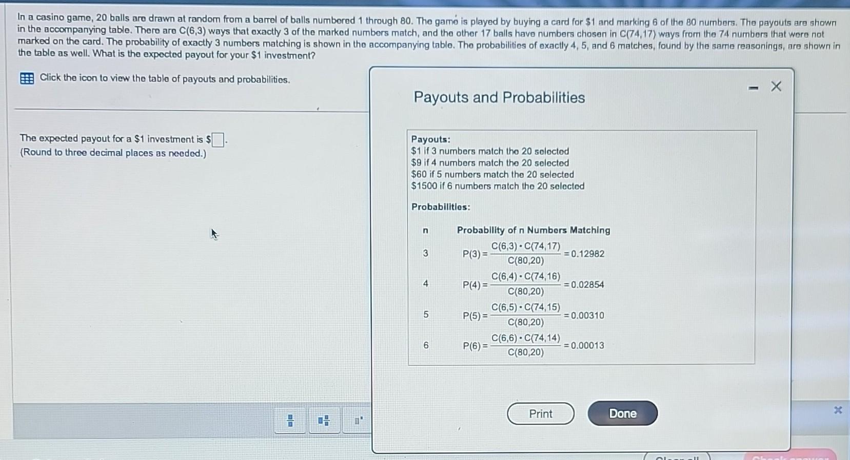 Solved the table as well. What is the expected payout for | Chegg.com
