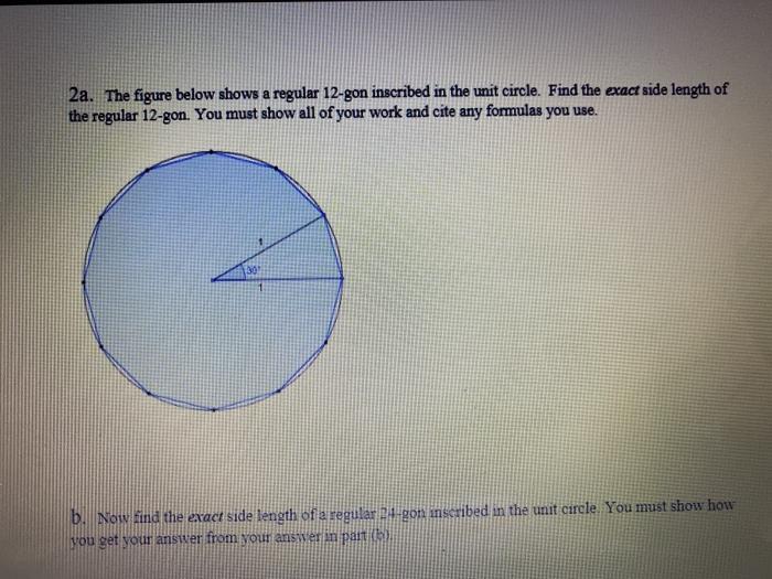 Solved 2a. The figure below shows a regular 12-gon inscribed | Chegg.com