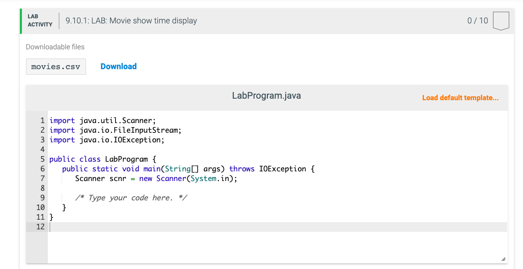 Solved 9.10 ﻿LAB: Movie show time displayInstructor note:The | Chegg.com