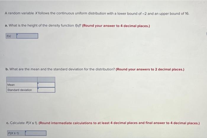 Solved A random variable X follows the continuous uniform | Chegg.com