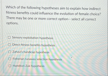Solved Which of the following hypotheses aim to explain how | Chegg.com