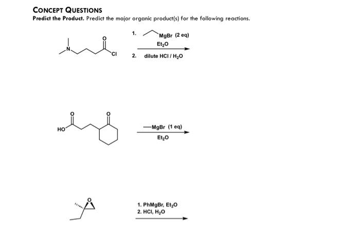 Solved CONCEPT QUESTIONS Predict the Product. Predict the | Chegg.com