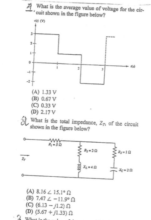 Solved What is the average value of voltage for the cir'cuit | Chegg.com