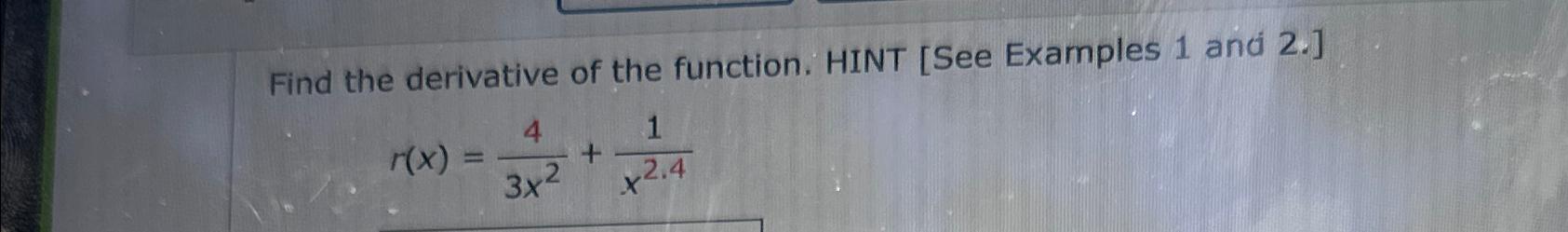 Solved Find the derivative of the function. HINT [See | Chegg.com