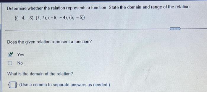 Solved Determine whether the relation represents a function. | Chegg.com