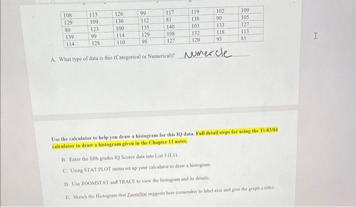 Solved A. What type of data is this (Categorical or | Chegg.com