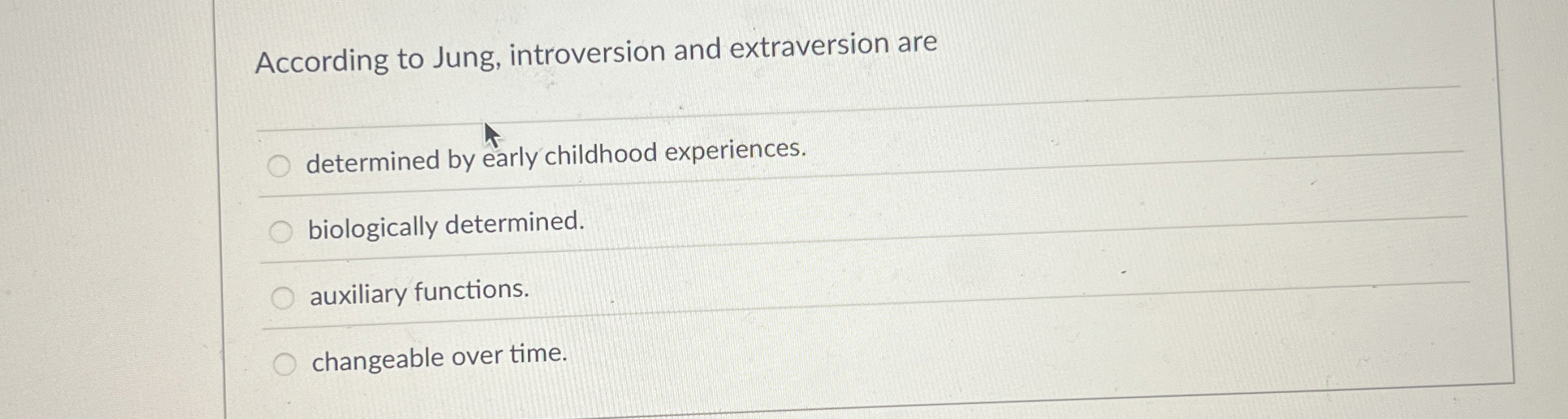 Solved According to Jung, introversion and extraversion | Chegg.com