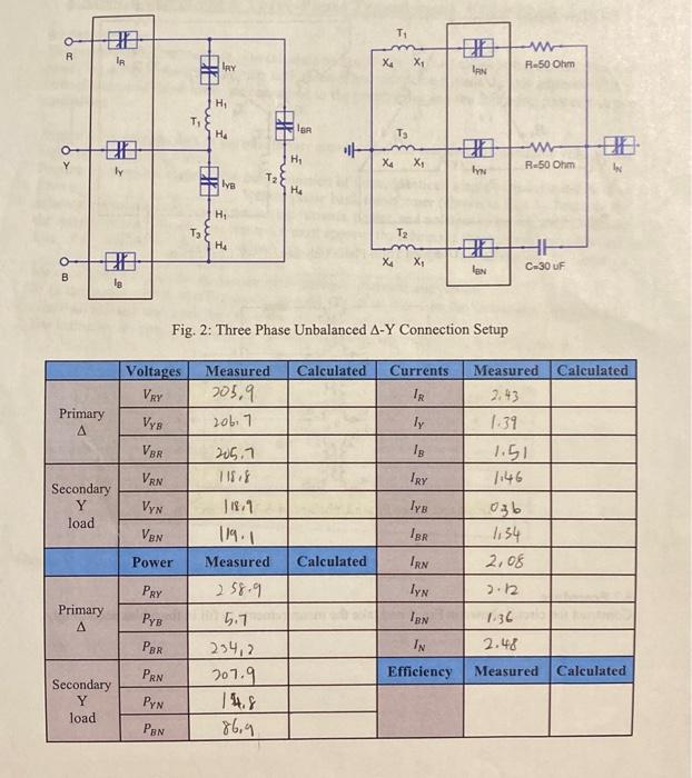 Solved Fig. 1: Designed Three Phase Unbalanced Δ−Y | Chegg.com