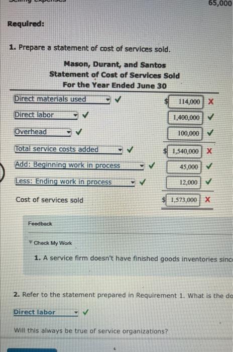 Solved Inocme Statrment, Cott of Services Provided, Service | Chegg.com
