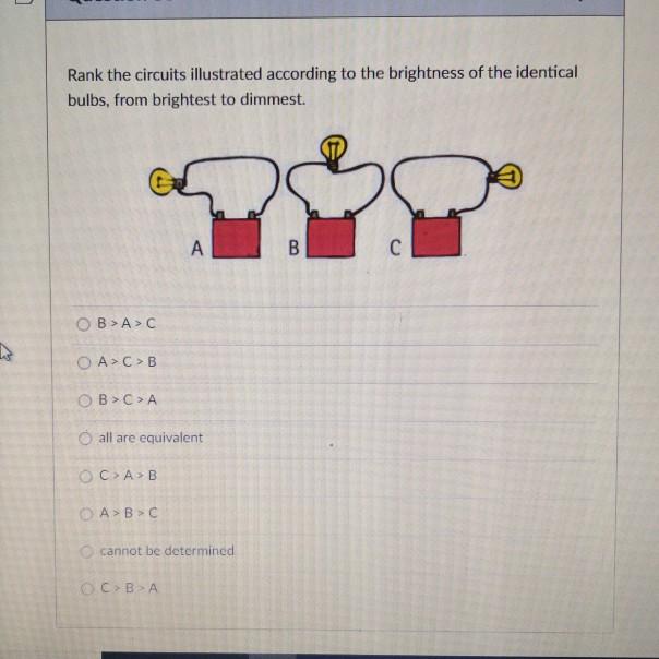 Solved Rank the circuits illustrated according to the | Chegg.com