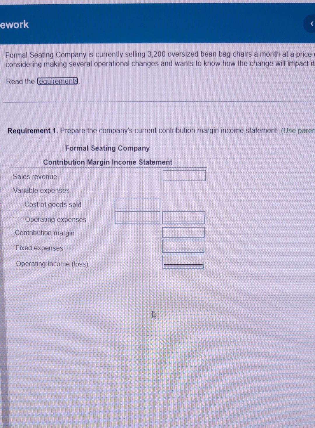 Solved 1. Prepare the company's current contribution margin | Chegg.com