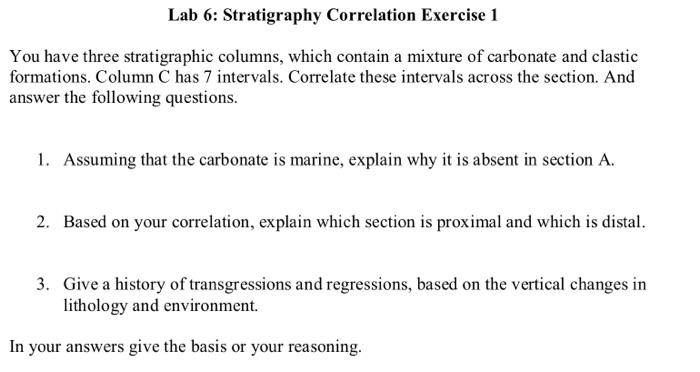Solved Lab 6: Stratigraphy Correlation Exercise 1 You have | Chegg.com