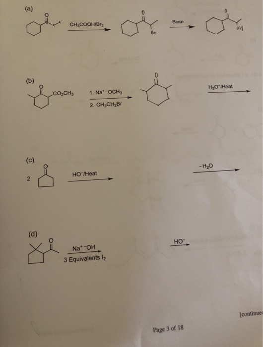 Solved (a) Base CH3COOH/Br2 OH Br (b) H,O* I Heat CO2CH3 1. | Chegg.com