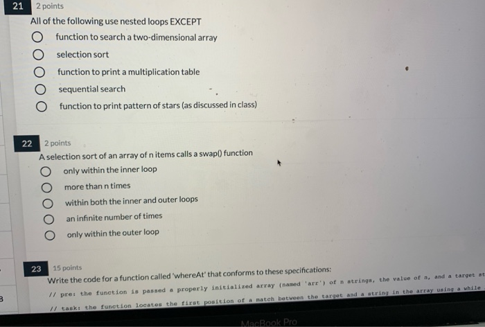 Solved All of the following use nested loops EXCEPT function | Chegg.com