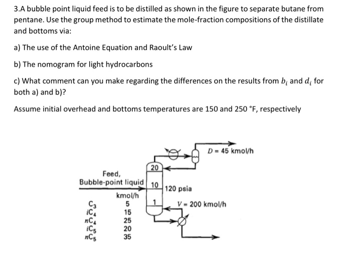 3.A bubble point liquid feed is to be distilled as | Chegg.com