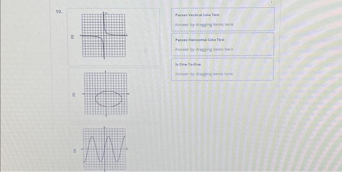 Solved 10. *** Passes Vertical Line Test Answer by dragging | Chegg.com