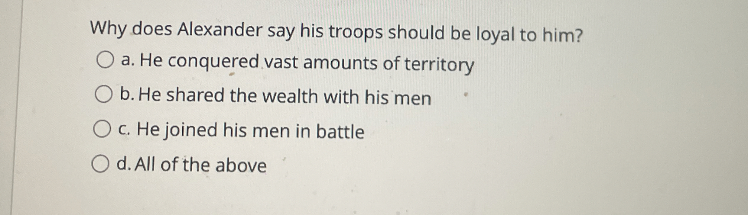Solved Why does Alexander say his troops should be loyal to | Chegg.com