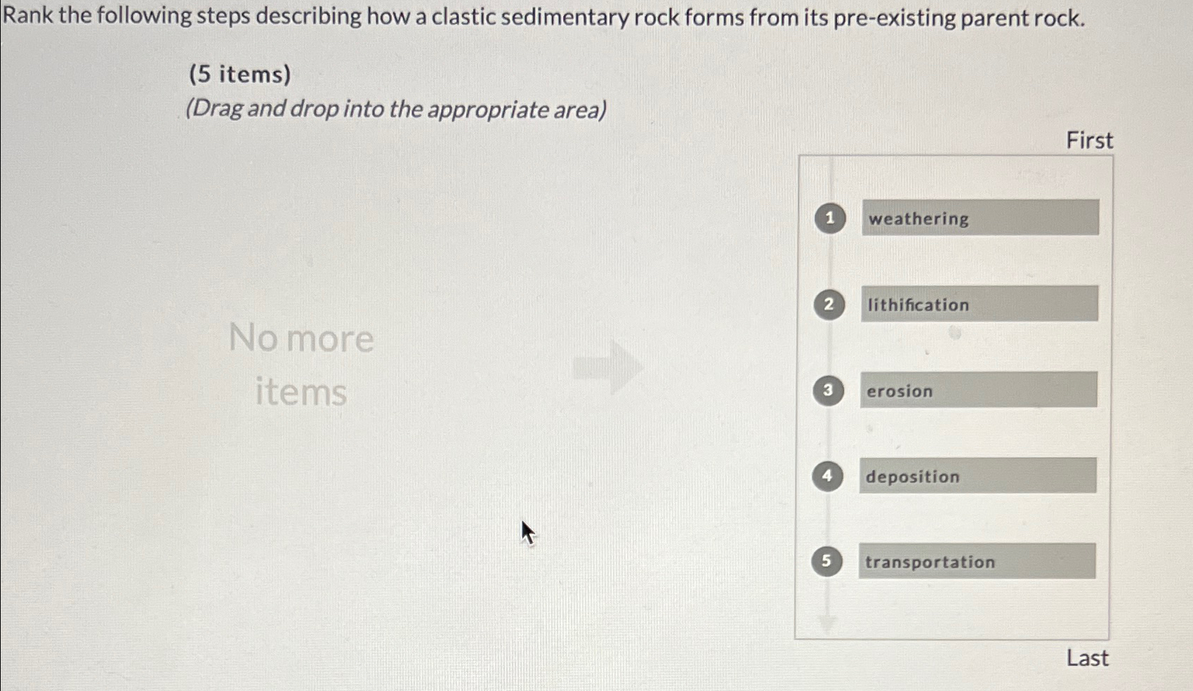 Solved Rank the following steps describing how a clastic | Chegg.com