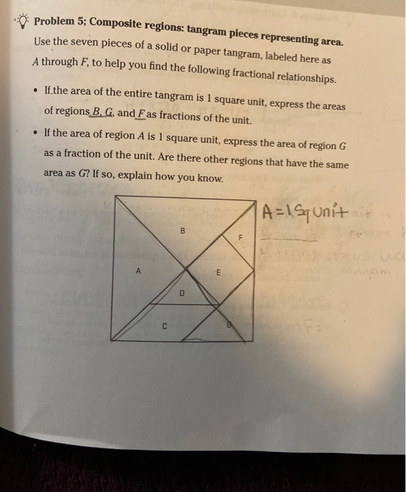 Solved Problem 5: Composite regions: tangram pieces | Chegg.com