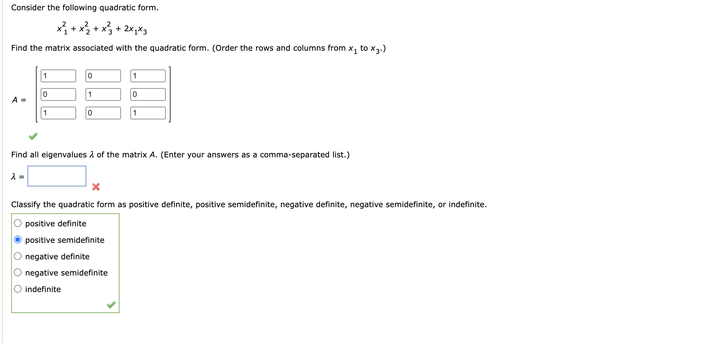 Consider the following quadratic | Chegg.com