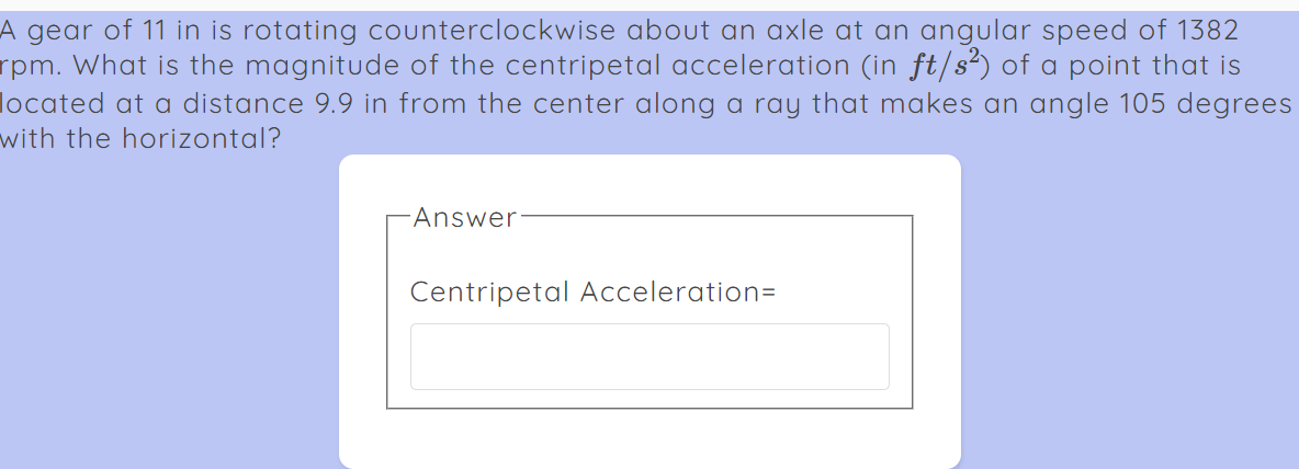 Solved A gear of 11 ﻿in is rotating counterclockwise about | Chegg.com