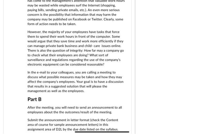 Solved Write an email in which you call a meeting to discuss | Chegg.com